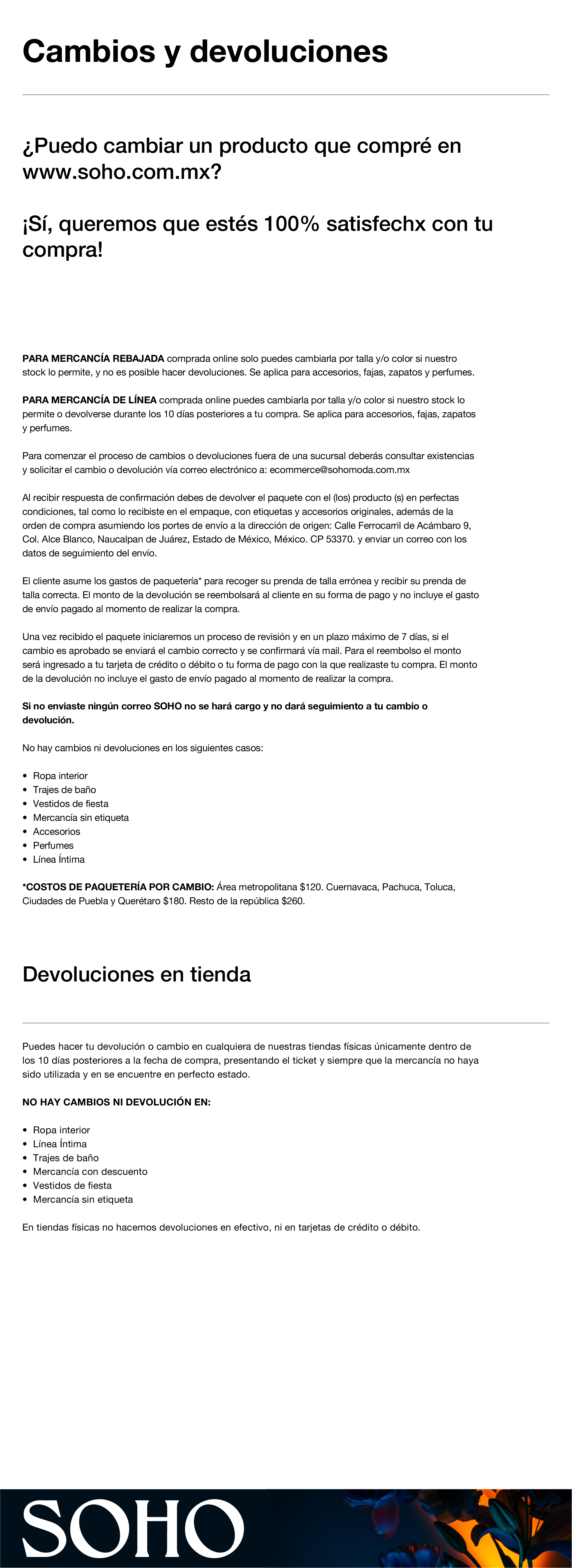 Cambios y Devoluciones